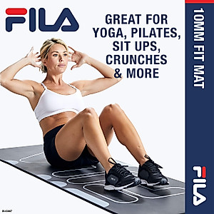 FILA Accessories Exercise Mat - Thick Yoga Mat for Fitness & Floor Gym Workouts | Includes Carrier Strap, 68" L x 24" W x 10mm, Ballet Pink (Rise)