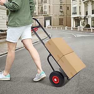 Elevon Folding Hand Truck and Cart, Utility Dolly Platform Cart with Telescoping Handle 2 Wheels, 220 LB Heavy Duty Hand Cart for Luggage, Travel, Moving - Black