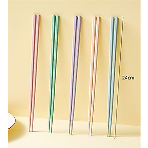 Chopsticks 5 Pairs Dishwasher Safe Reusable Easy to Use Chopsticks Set 9.5 Inches for Sushi, Ramen, Asian Cuisine, Matte Non-slip (Light 5 colors)
