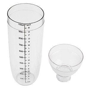 Plastic Cocktail Shaker, Clear Plastic Cocktail Shaker Plastic Cocktail Shaker with Scale and Strainer Top Drink Mixer Hand Shaker Cup with Scales(1000ML)
