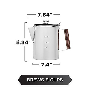 COLETTI Bozeman Camping Coffee Pot – Coffee Percolator – Percolator Coffee Pot for Campfire or Stove Top Coffee Making – 9 CUP