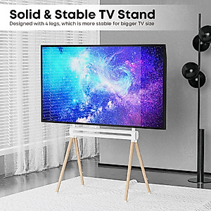 PUTORSEN Artistic Easel TV Floor Stand for 49 to 70 inch LED LCD Screens, Studio TV Display Stand with VESA 200x200 to 600x400mm and Max Load 100 Lbs, Adjustable TV Mount with 4 Legs, Color White