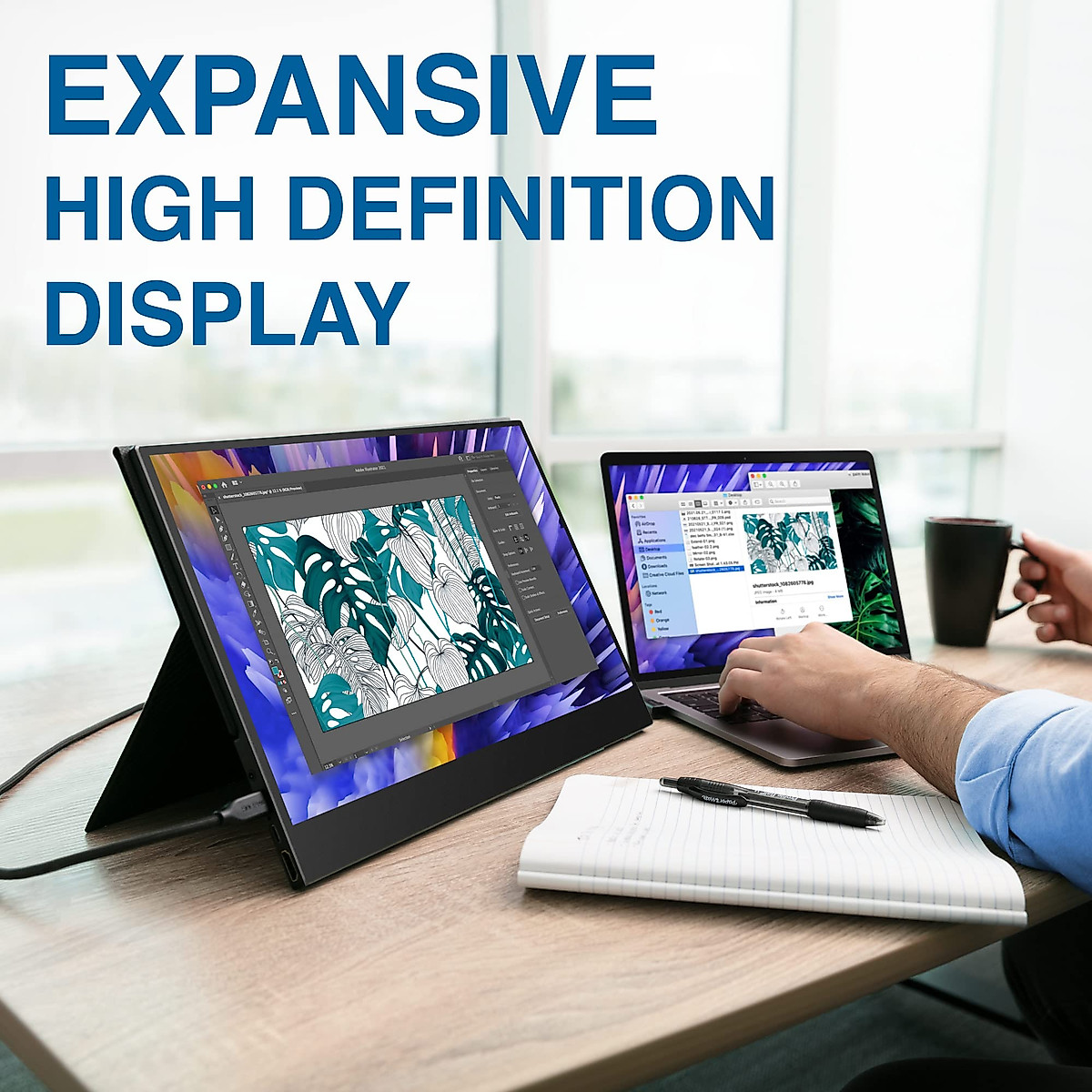 SideTrak Solo 17.3” Touchscreen Portable Full HD LED Monitor, Laptop Dual Screen Computer Extender with Large Display Cover, for PC, Gaming & Chrome, HDR Enabled, Powered by USB-C or HDMI