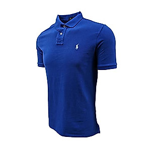 POLO RALPH LAUREN Mens Classic Fit Mesh Polo Shirt (Large, Royal Blue (Light Blue Pony))