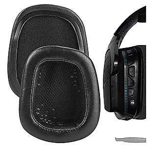 Geekria Elite Sheepskin Replacement Ear Pads for Logitech G533, G633, G635, G933, G935 Headphones Ear Cushions, Headset Earpads, Ear Cups Cover Repair Parts (Black)