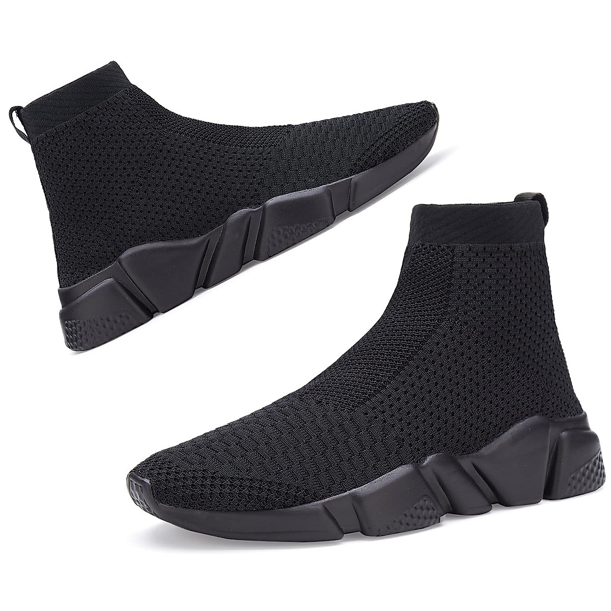 Santiro Tennis Shoes Womens Slip On Shoes Lightweight High Top Sneakers Comfortable Walking Shoes Casual Running Gym Shoes All Black 8.5 US