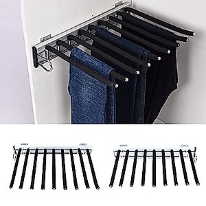 Pull Out Trousers Rack 9 Arms Closet Pants Hanger Bar Stainless Steel Hanger Rail Extendable Trousers Hanger for Clothes Towel Scarf Trousers Tie, 18.11x12.83in (Left Installation)