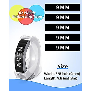 Aken Blue Embosser + 10pk Black Embossing Tape, Label Printer Embossed Vintage Embossing Label Maker Machine with Tape
