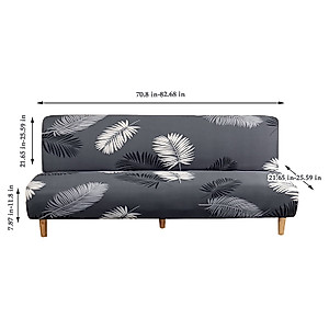 LiveGo Armless Futon Slipcovers Stretch Folding Sofa Bed Cover with Elastic Bottom, Printed Fitted Couch Cover Furniture Protector for Pets, Kids (Dark Grey)