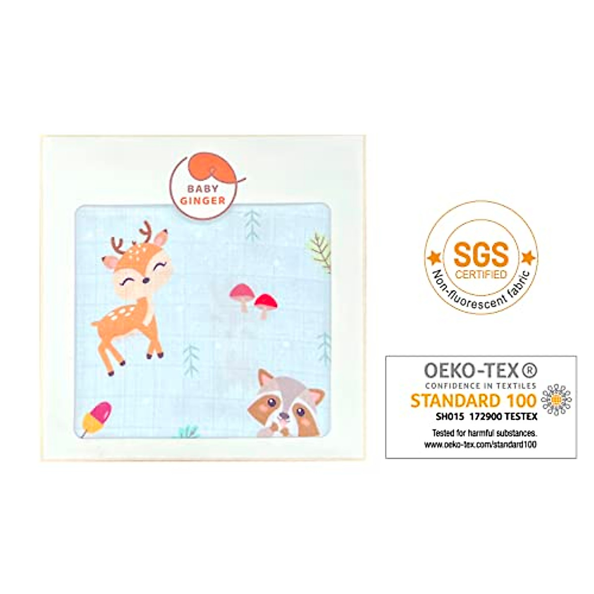 Baby Ginger Silky Washcloth, 70% Bamboo 30% Cotton Washcloth for Girls, Boys and Adult, Ideal for Newborn & Infant (Forest Friend)