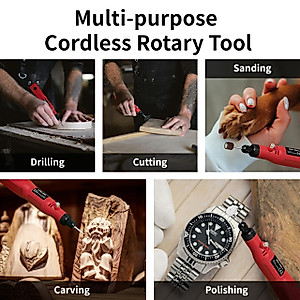 TurboVolt 3.7V Rotary Tool Kit Cordless,3-Speed Multi Power Carving Grinder Tools 15000RPM with 2.0Ah Rechargeable Battery,76Pcs Accessories for Engraving,Sanding,Polishing,Drilling,Grinding,DIY