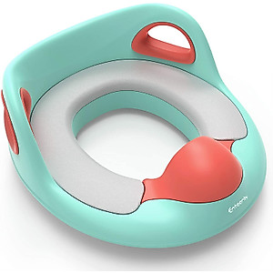 Potty Training Seat for Kids, Enteenly Toddler Toilet Seat for Boys Girls with 3.54in Higher Splash Guard, Sturdy (up to 165lb) Kid Toilet Trainer Ring, Suitable for 1-8 Age Kids, Green-Red