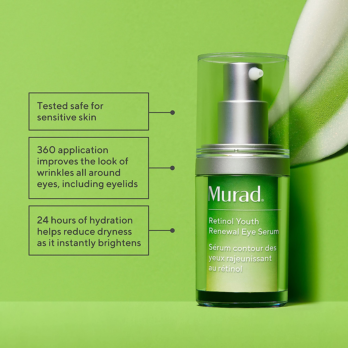 Murad Retinol Youth Renewal Eye Serum - Retinol Eye Serum Visibly Improves Undereye Puffiness Dark Circles and Reduces the Appearance of Fine Lines, Gentle Enough for Nightly Use - 0.5 oz