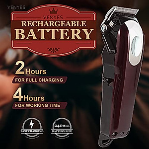 VENYES The Best Barber Clippers for Men, Noise-Free Professional Hair Clippers for Barbers, Cordless Clippers Professional Barbers, Barber Supply Magic Clip Cordless