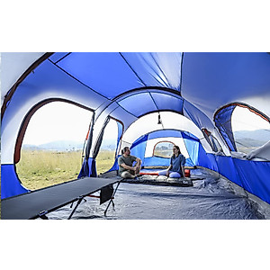 CAMPROS Tent-12-Person-Camping-Tents, Waterproof Windproof Family Tent with Top Rainfly, 6 Large Mesh Windows, Double Layer, Easy Set Up, Portable with Carry Bag, for All Seasons - Blue