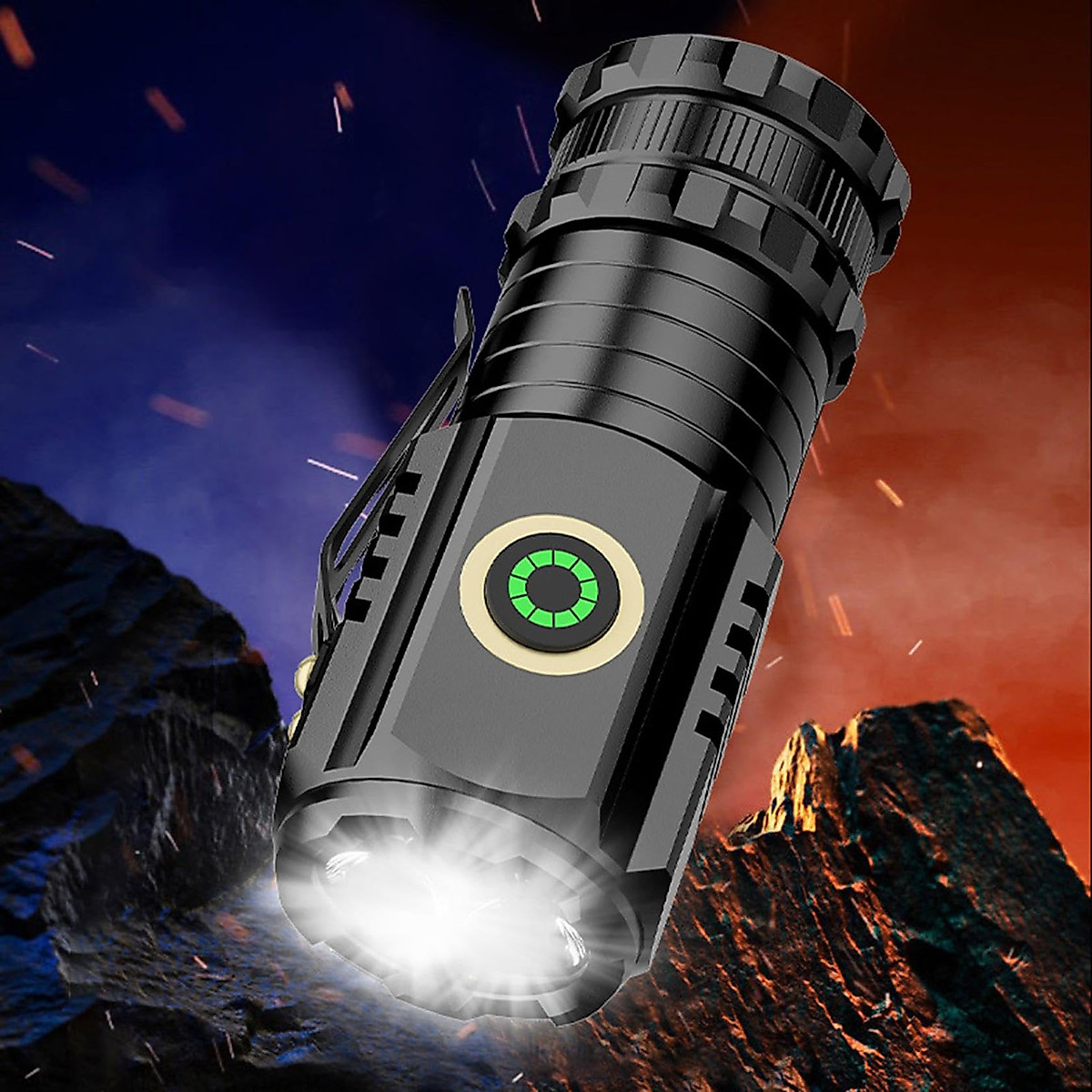 Flashlight High Lumens Rechargeable,Portability Mini Sturdy Led Flashlights,Waterproof Powerful Handheld Flash Light for Camping Home Emergencies (Blue)