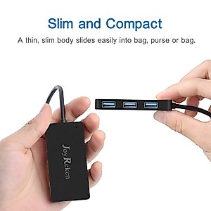 USB 3.0 Hub, JoyReken Ultra Slim 4-Port USB 3.0 Data Hub Portable Super Speed for MacBook, Mac Pro/Mini, iMac, XPS, Surface Pro, Notebook, PC, USB Flash Drives, Mobile HDD, and More[Upgraded]
