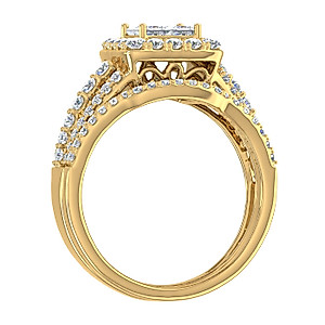 FINEROCK 1 1/2 Carat Diamond Engagement Ring Band in 14K Yellow Gold (Ring Size 5.75)