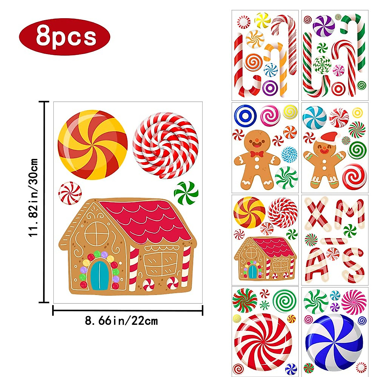 DIYDEC 70PCS Peppermint Floor Decals Stickers, Self-Adhesive Christmas Candy Party Wall Floor Stickers Decals for Christmas Floor Candy Land Decoration