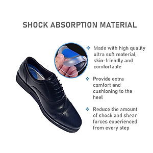 VivoFoot Gel Heel Cups, Shoe Inserts for Plantar Fasciitis, Heel Spur & Achilles Pain Relief, Heel Lift Inserts for Men & Women (Large: Men 7-11) Blue