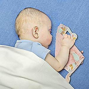 Dr.Rapeti Tag Security Blanket for Baby Infant Toddler Kid 10x10inches Washable Sensory Toy Lovey Appease Blanket (Flower)