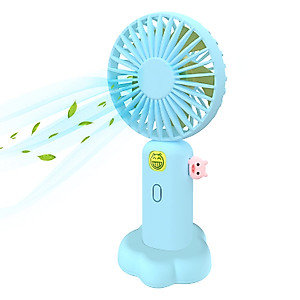 Flyalcon portable fan, handheld mini fan rechargeable, 3 adjustable speed portable mister for outdoors, Personal fan of exquisite fashion for travel, outdoor hiking (blue)