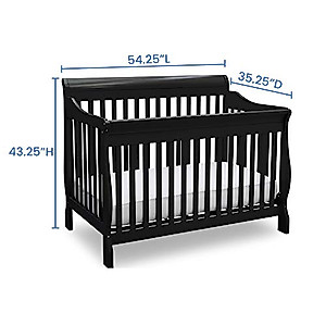 Delta Children Canton 4 in 1 Convertible Crib, Black + Serta Perfect Slumber Dual Sided Recycled Fiber Core Crib and Toddler Mattress (Bundle)