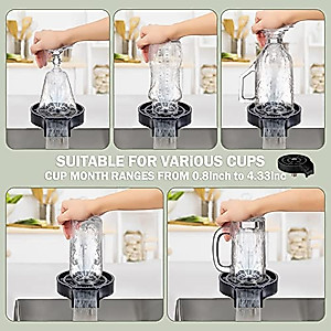 Glass Rinser for Kitchen Sink, Faucet Glass Washer Stainless Steel, Bottle Cleaner Sink Attachment, Metal Cup Rinsing Device Bar Kitchen Sinks Accessories, Black