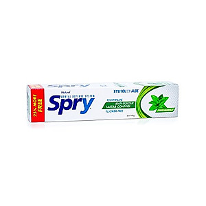 Spry Xylitol Toothpaste, Fluoride-Free, Natural Spearmint, Anti-Plaque and Tartar Control, 5 oz