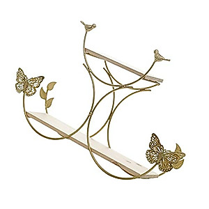Cabilock Floating Shelves Wall Mounted Decorative Butterfly Bird Wire Floating Wall Shelf for Bedroom Living Room Office
