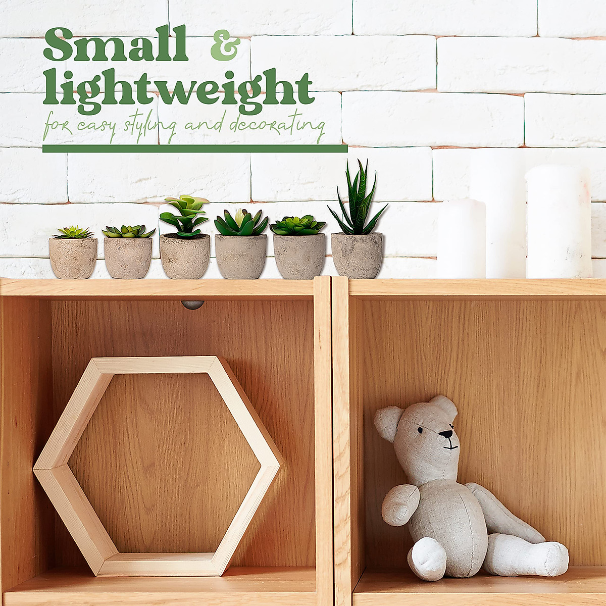 Fake Plant For Desk Decor, Faux Plants Indoor, Succulents Plants Artificial, Small Fake Plants For Office, Fake Succulent Plants, Fake Cactus Plant in Pots 2.3" - 6 Pc Set Mini Fake Succulents