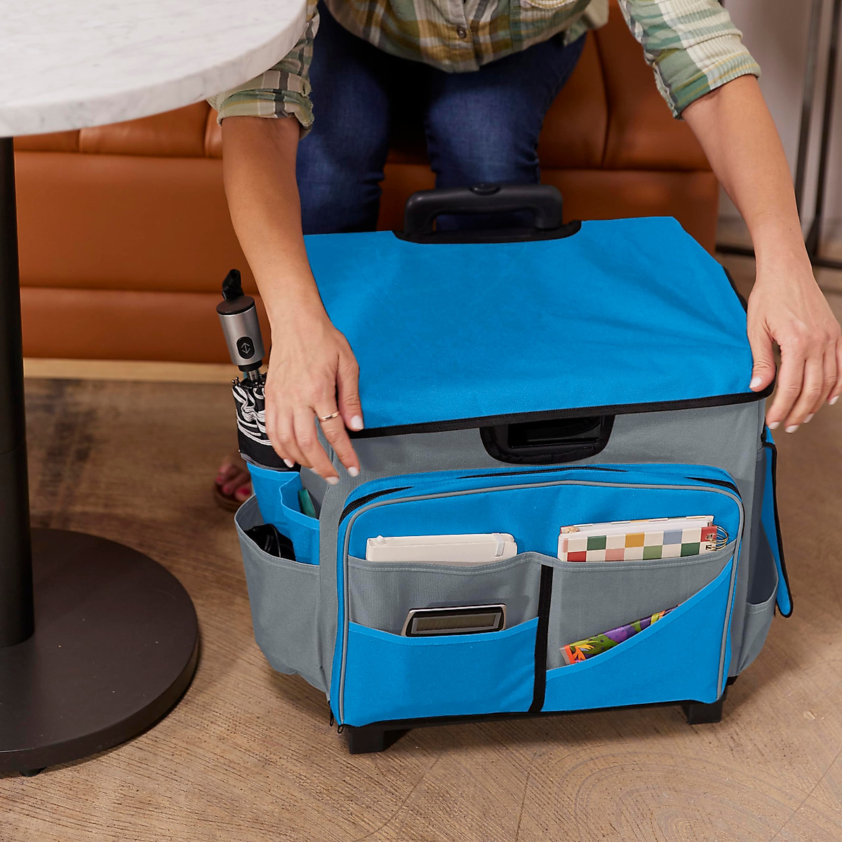 ECR4Kids - ELR-0550B-BL MemoryStor Universal Rolling Cart and Organizer Bag Set, Blue