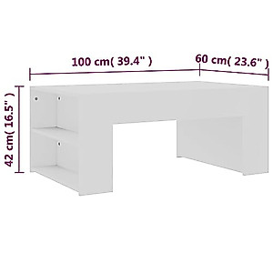 QJBSAVVA Coffee Table White 39.4"x23.6"x16.5" Engineered Wood,Center Table Low Table Folding Table Entrance Table Suitable for Meeting Rooms, Reception Rooms, Offices