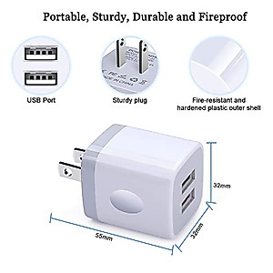 USB Wall Charger Adapter, FiveBox 5Pack 2.1Amp Fast Dual Port Wall Charger USB Plug Charging Block Charger Brick Charger Cube Charger Box Compatible iPhone 14/13/12/11/Xs/XR/X/8/7/6, Samsung, Android
