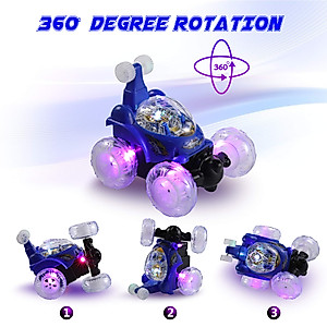 UTTORA Remote Control Car for Kids, 2.4GHz 2 in 1 RC Stunt Car, Double Sided 360°Flips Rotating with LED Headlights, Waterproof Stunt Controlled Vehicle with Rotate 360 Car Toy for 8-12 Year