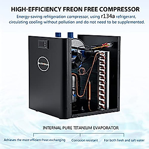 BAOSHISHAN 300L Aquarium Chiller 75gal 1/3 HP Fish Tank Chiller Special Quiet Design Refrigeration Compressor for hydroponics Water Weeds Axolotl Jellyfish Coral Reef Tank Shrimp (75gal/300L)