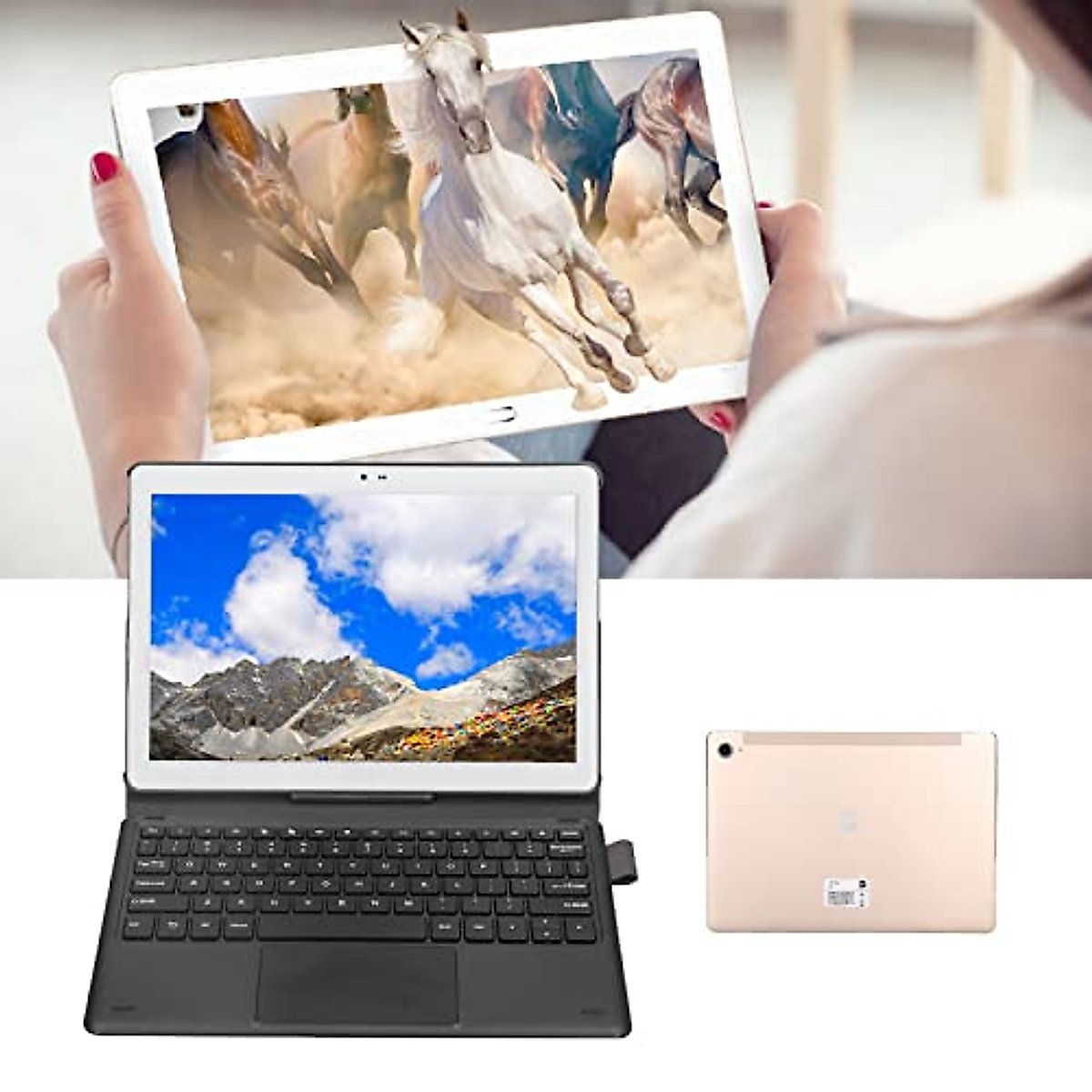 Glasses Free 3D Tablet,10.8in 128G 2.5K HD Display Tablet with Smart Switching Technology from 2D Convert to 3D,4G RAM,128G ROM,G Sensor,5MP Front and 13MP Rear Dual Camera,Touch Screen(US Plug)