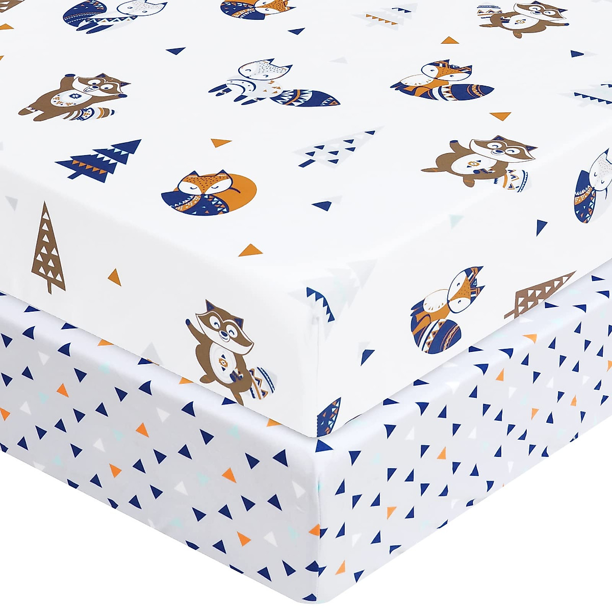 PHF Soft Mini Crib Sheet Set, 2 Pack Silky Comfy Pack N Play Sheets for Boys Girls, Universal Fit for Pack N Play, Playard and Mini Crib Mattresses, Woodland