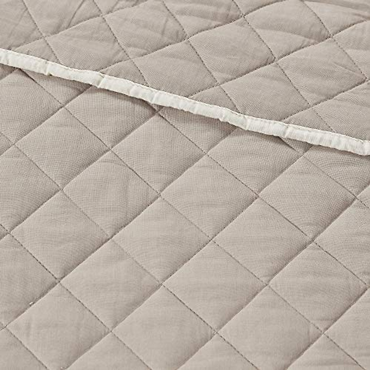 Madison Park 100% Cotton Daybed Cover Set - Trendy Design, All Season Luxury Bedding with Bedskirt, Matching Shams, Decorative Pillow, Diamond Quilted, Khaki 75"x39" 6 Piece