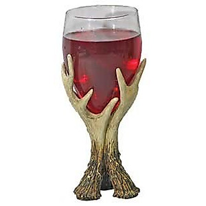 Wilcor Antler Wine Glasses, 2 Count (Pack of 1), Clear