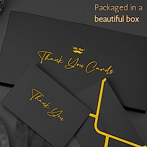 Mr. Pen- Blank Thank You Cards with Envelopes, 20 Pack, 4x6, Gold Foil Thank You Notes with Envelopes, Black Wedding Thank You Cards Wedding, Thank You Note Cards, Baby Shower Thank You Cards