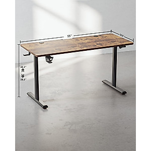 FAMISKY Electric Standing Desk, 55 x 24 Inches Height Adjustable Desk, Ergonomic Home Office Computer Workstation with Splice Board, Rustic Brown