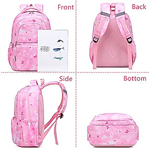 Sunborls Kawaii Backpack Cute Butterfly Exterior Teen Girls School Bookbag with Lunch Pail Pencil Case 3pcs（Pink）