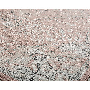 Rugs America Hailey Collection Vintage Transitional Area Rug - Ideal for Living Space, Living Room, Dining Room, Bedroom and Many More (8' x 10' Oval, Pink Amaranth)