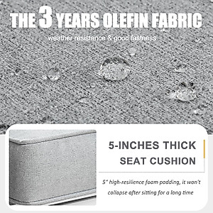 LayinSun Aluminum Furniture Set with Fire Pit Table, 5 Pieces Patio Sectional Conversation Chat Sofa Modern Seating Set