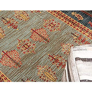 Unique Loom Fars Collection Modern Medallion Tribal Design with Natural Hues Area Rug, 3 ft 3 in x 5 ft 3 in, Light Blue/Navy Blue
