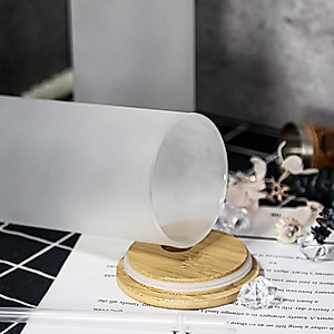 AGH 6pcs 18oz Frosted Sublimation Glass Blanks With Bamboo Lid, Sublimation Straight Cups Blank With Stainless Steel Straw & Clean Brush, Glass Can Beer Tumbler For Iced Coffee Juice Soda Drinks