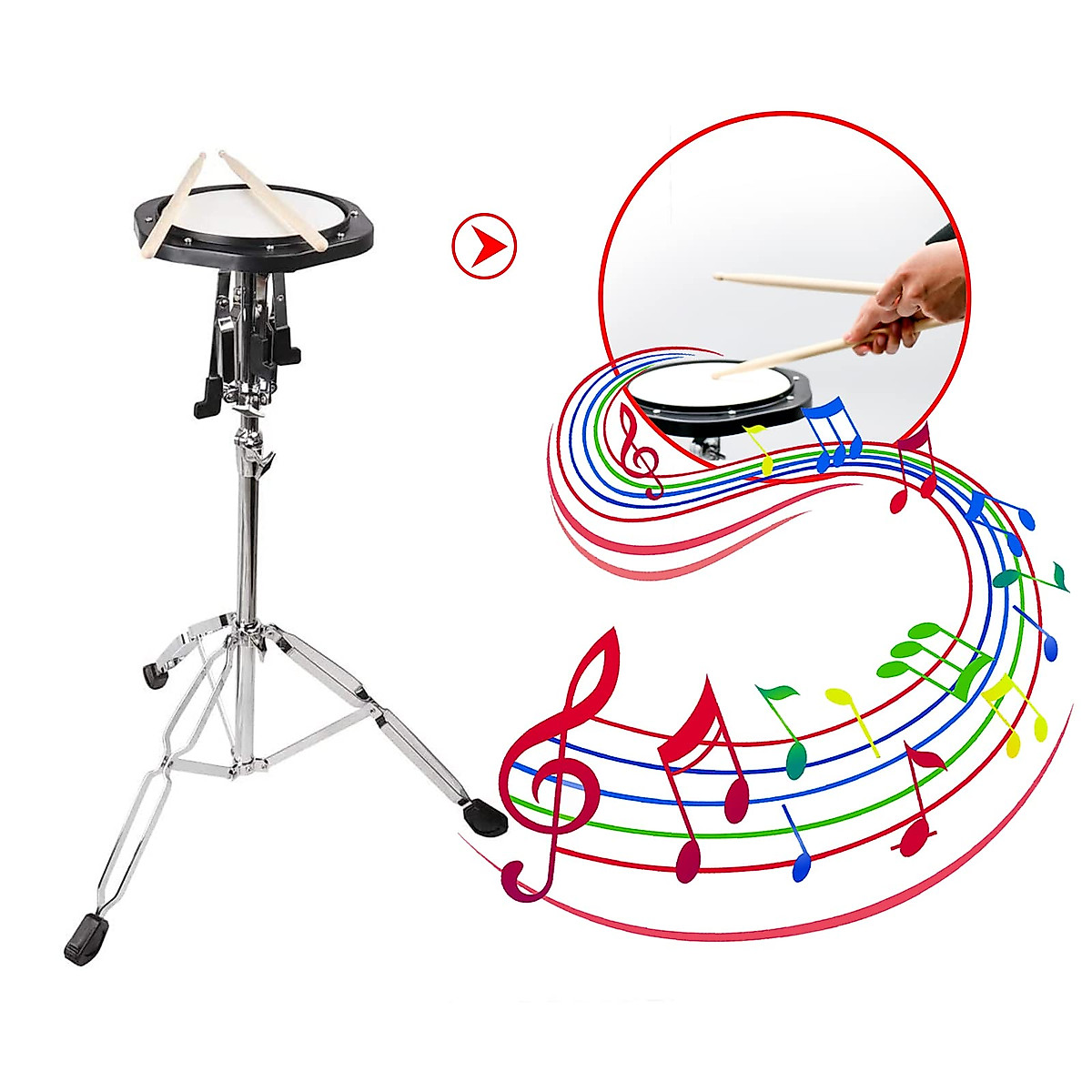 VACHAN 32 Notes Glockenspiel Bell Kit Professional Xylophone for Adult Beginner Students with 8'' Drum Practice Pad,Adjustable Music Stand,Glockenspiel Stick,Drum sticks and Carrying Bag