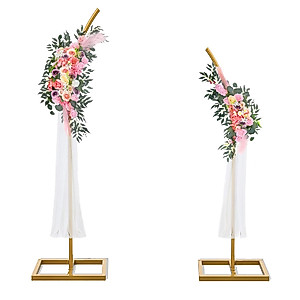 Metal Wedding Backdrop Stand | 6.8Ft & 8Ft Curved Top Wedding Arch Frame | Set of 2 Balloon Flower Backdrop Stands for Ceremony Birthday Baby Shower Anniversary Background Decoration