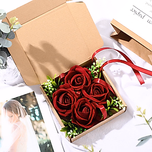 4 Pcs Corsage Wristlet for Wedding Rose Wrist with Ribbon Girl Bridesmaid Wrist Bridal Wrist Flower Corsage Hand Flower Decor for Wedding Ceremony Prom Dinner Anniversary (Burgundy, Wrist Corsage)